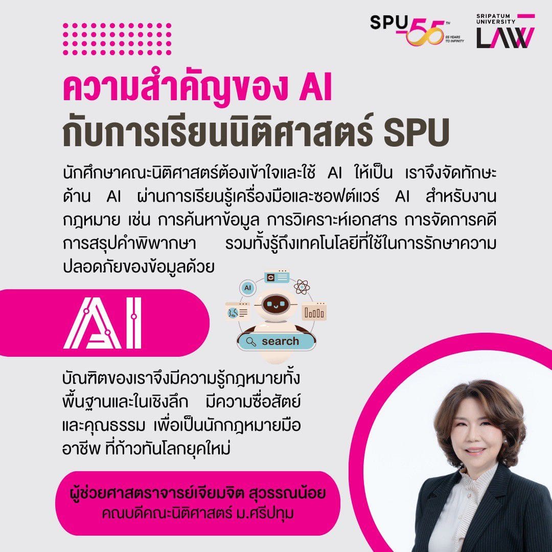 SPULAW วิสัยทัศน์เกี่ยวกับเทคโนโลยี AI กับนิติศาสตร์ ก้าวสำคัญของการศึกษากฎหมายยุคใหม่ที่ ม.ศรี ...